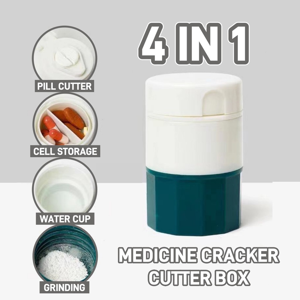 4 IN 1 Medicine Cracker Tablet Separator Cutter Portable Grinding Pill ...