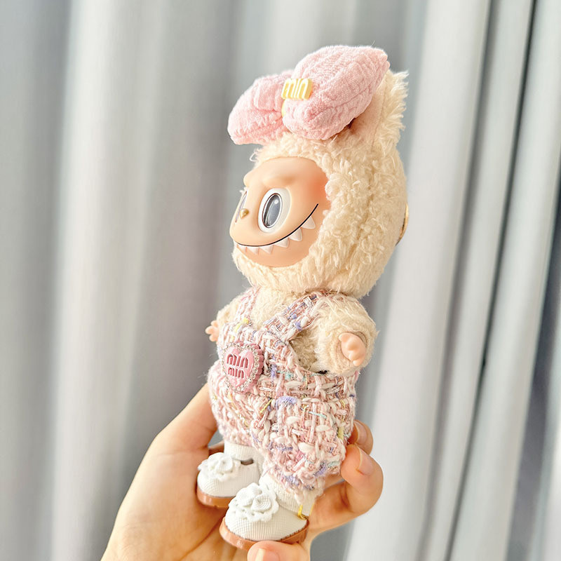 Labubu Version 2 Clothes Set Pink Plaid Jumpsuit for Labubu Have A Seat ...