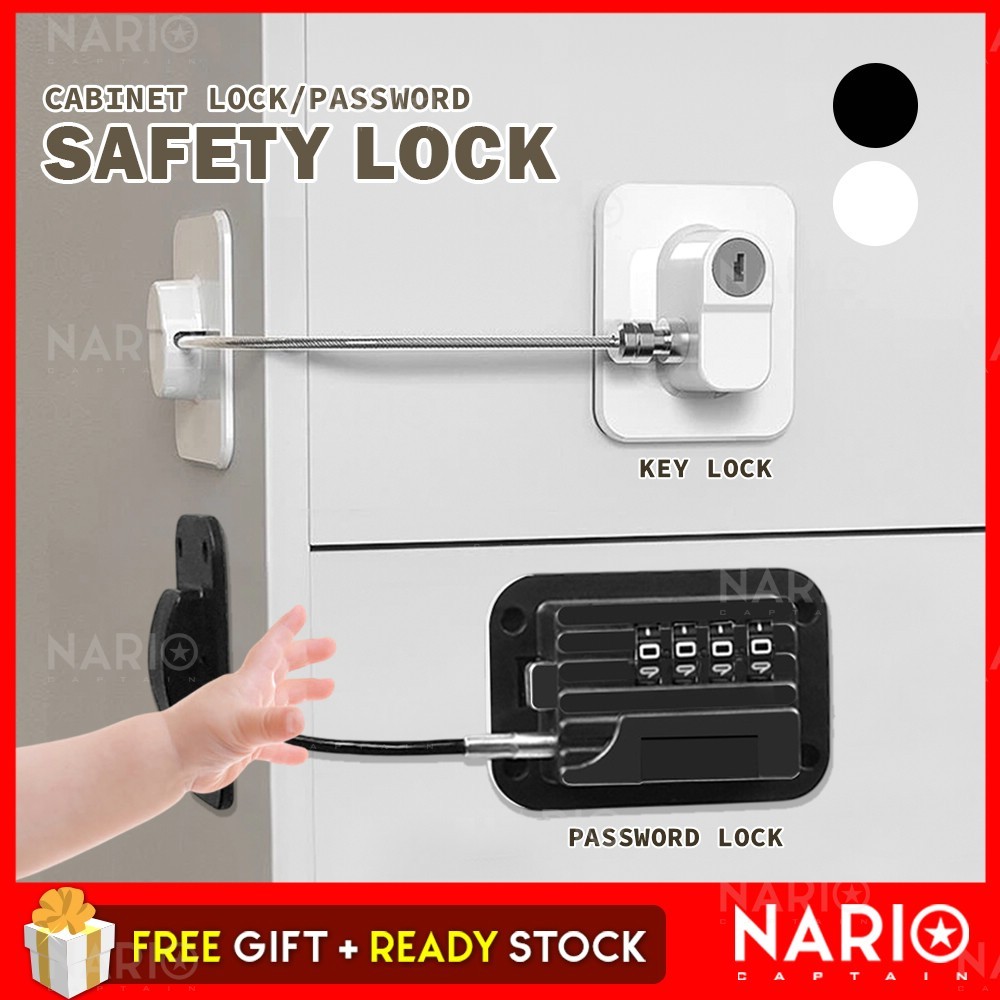 NARIO Cabinet Refrigerator Lock Punch Free Kids Safety Lock Security ...