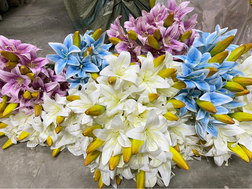 3 heads Latex Lily artificial flowers for props Home Decoration Bunga ...
