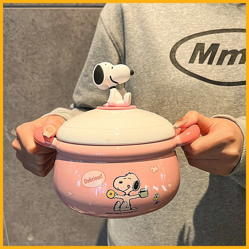 Snoopy Ceramic Instant Noodle Bowl Cute Household Soup Bowl Cartoon ...