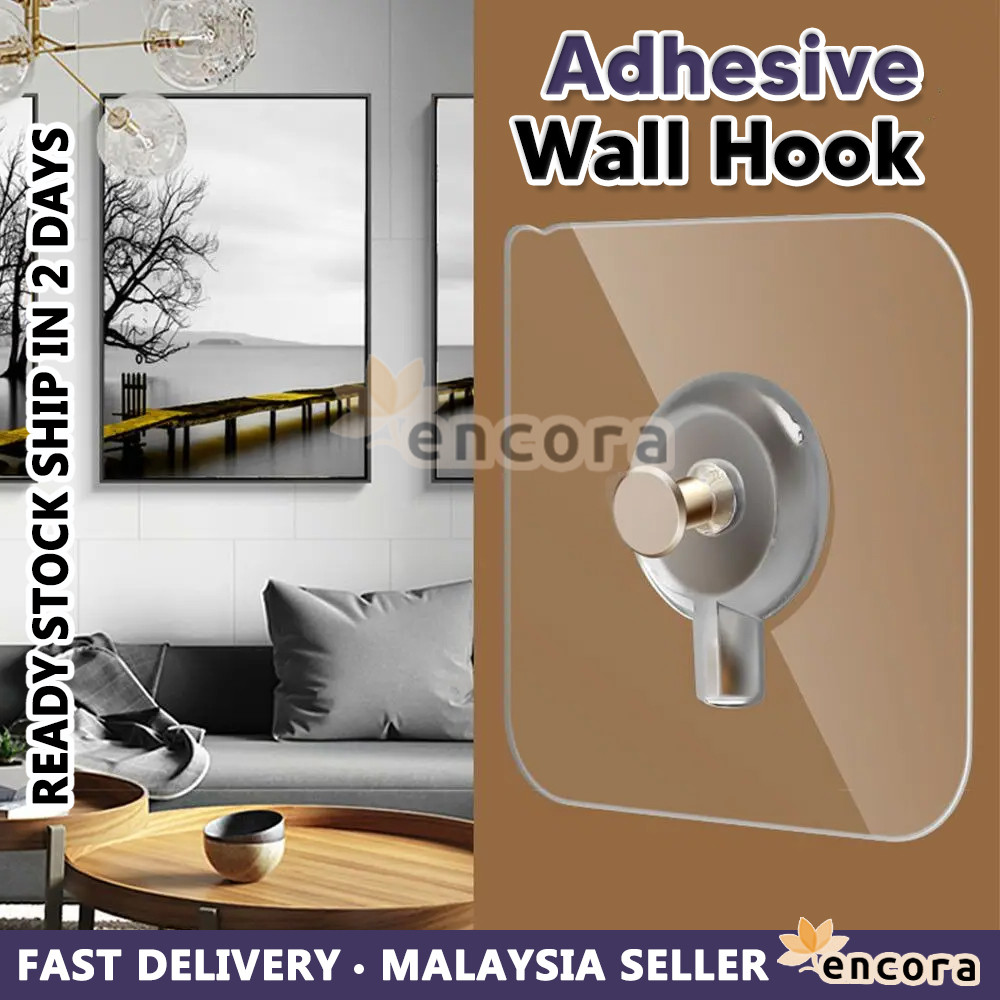 [1PC] Encora Punch Free Wall Hook Picture Frame Hook Adhesive Wall ...