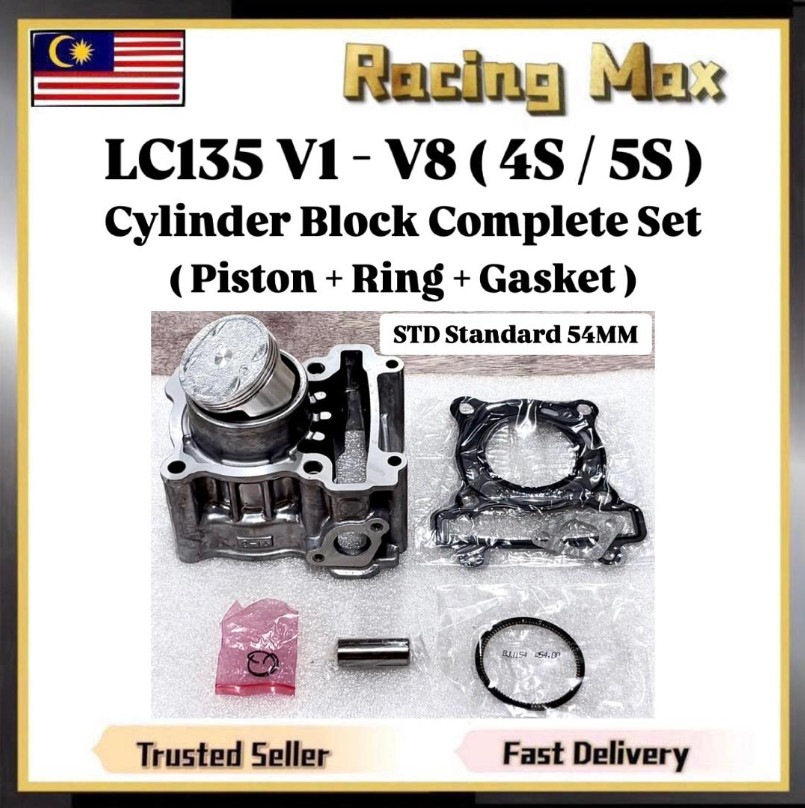 Yamaha LC135 135LC V1 V2 V3 V4 V5 V6 V7 V8 4S 5S STD Standard 54MM Cylinder Block Complete Set ...