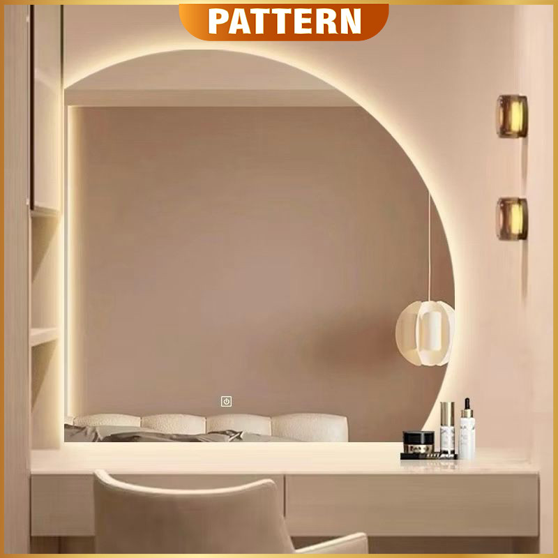 PATTERN LED Makeup Mirror Quater Round Moon Shaped Bathroom Mirror ...