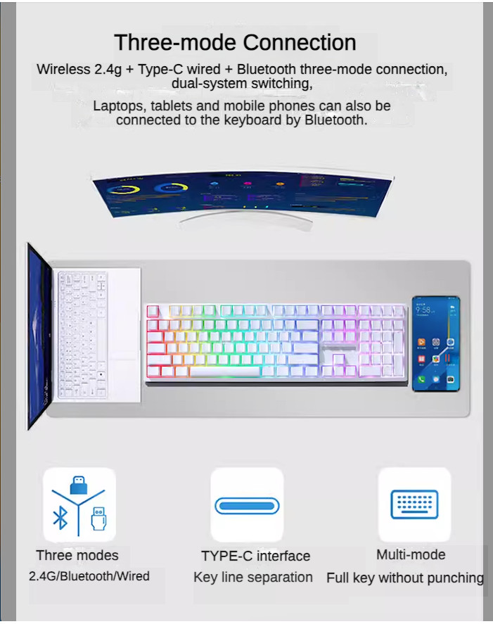 2024 New! Lychee gaming HW108 108-key South Facing LED RGB mechanical ...