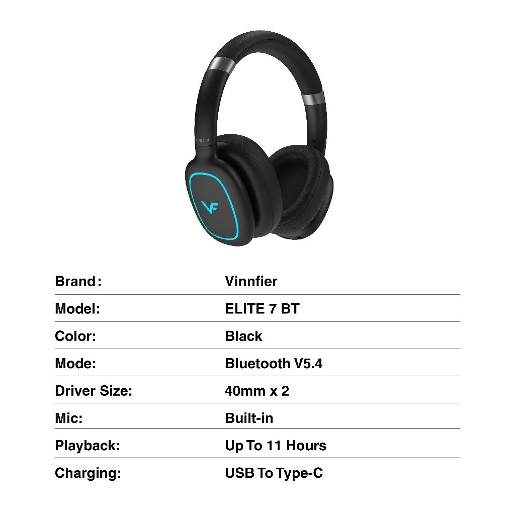 Vinnfier Elite 7BT / Elite 7 BT Foldable Bluetooth Headset Wireless ...