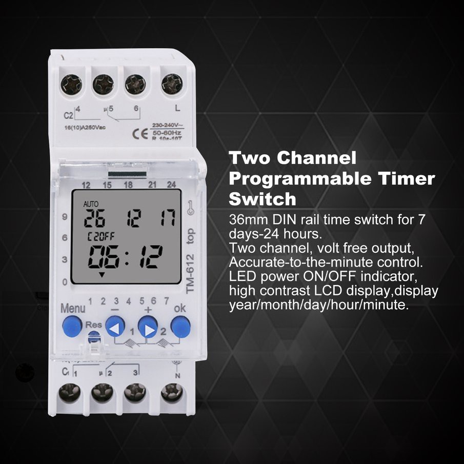 in stock 【SDD】SINOTIMER 220V TM612 Digital Two Channel 7Days 24Hrs ...