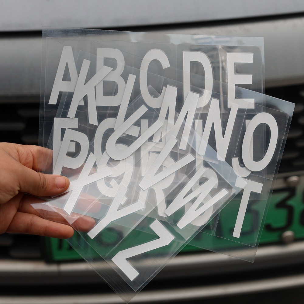 Car License Plate Night Reflective Number Letter Label Stickers ...
