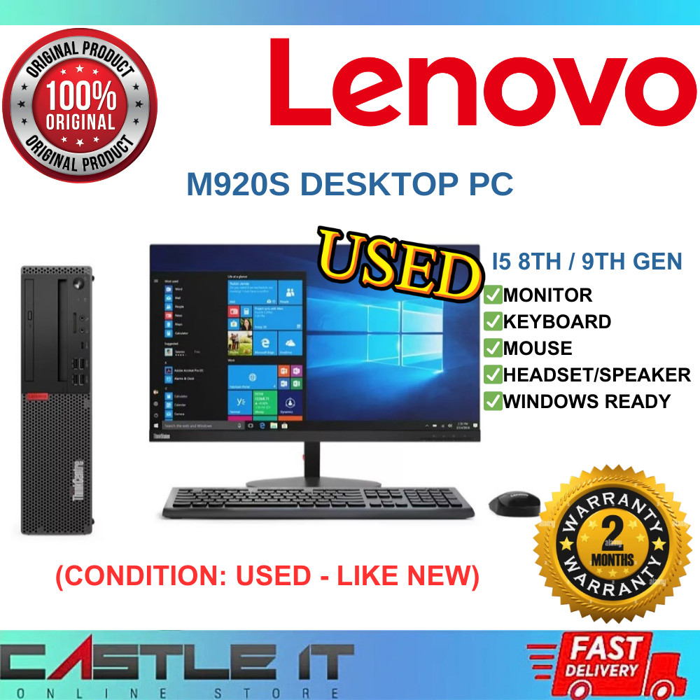 Lenovo M920S Desktop PC Full Set Core i5 8th / 9th Gen PC Unit Monitor ...