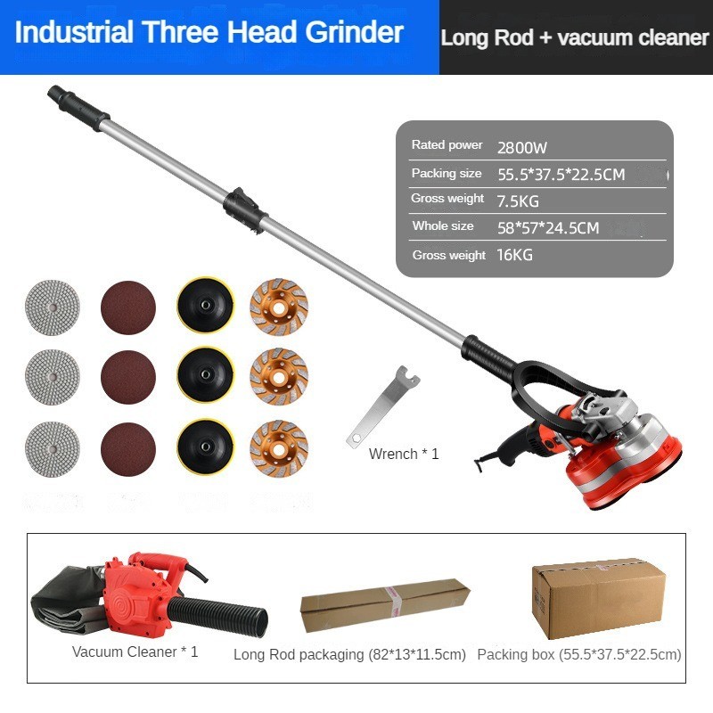 2800W Portable Industrial Grinder Handheld Epoxy Paint Floor Grinding ...
