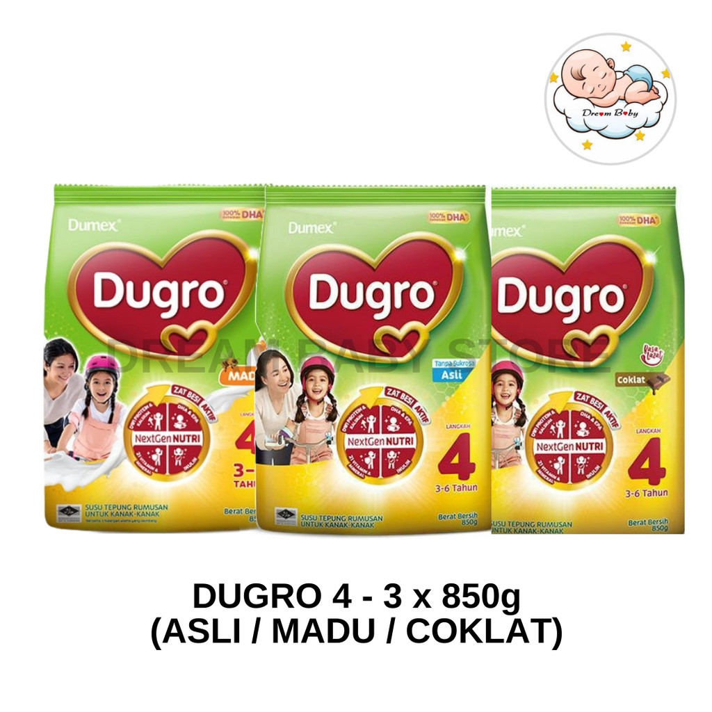Dumex Dugro 4 - Plain / Honey / Coklat - 850g x 3 Pack | Shopee Malaysia