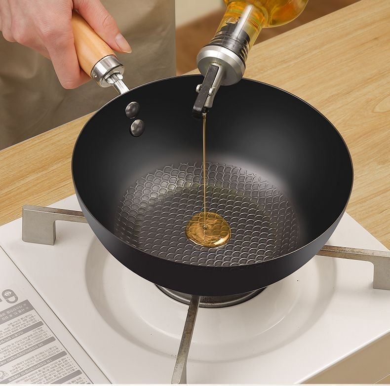 Carbon Steel Wok Pan with Lid&Spatula, Flat Bottom Wok, Woks & Stir Fry ...
