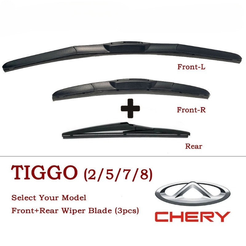 Front+Rear 3pcs) Chery Tiggo 2/5/7/8 Wiper Blade Set for (Select Your ...