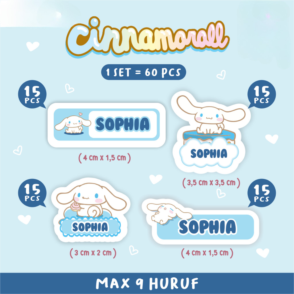 DTF Iron on Labels Sanrio Name Sticker My Melody Kuromi Cinnamoroll ...