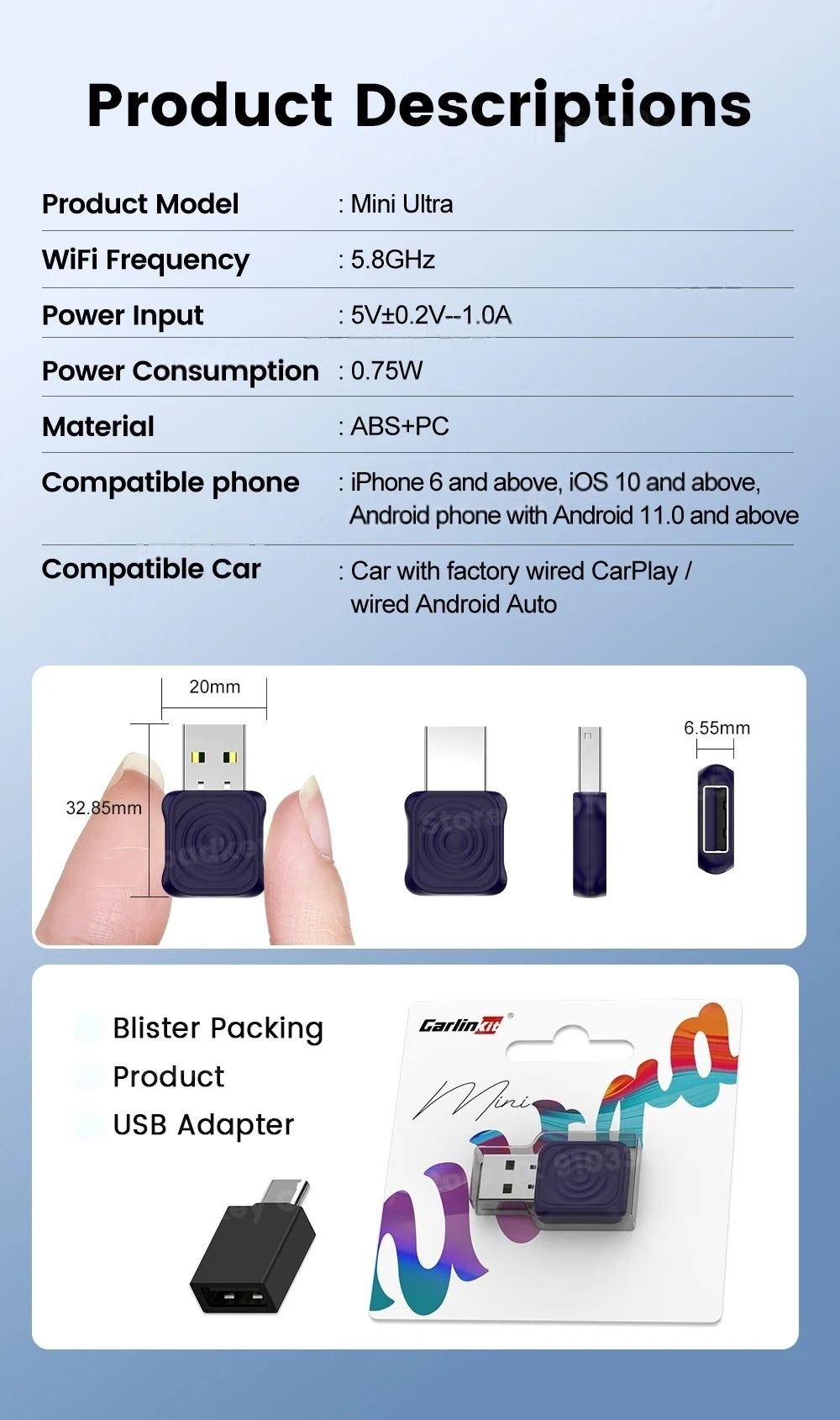 Carlinkit 2in1 Mini Ultra Wireless Carplay Adapter and Android Auto ...