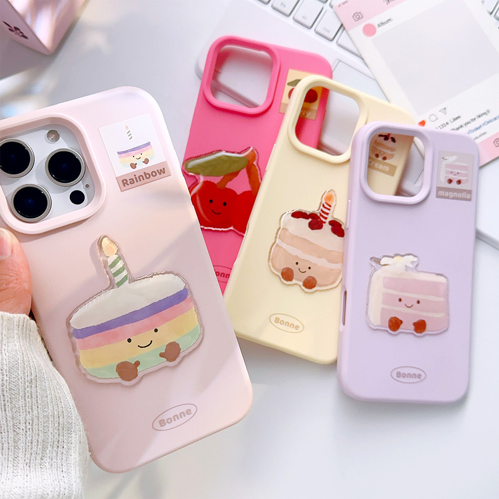Lovely Cartoon Dessert Cake Patch Phone Case for iPhone 16 15 14 Pro ...