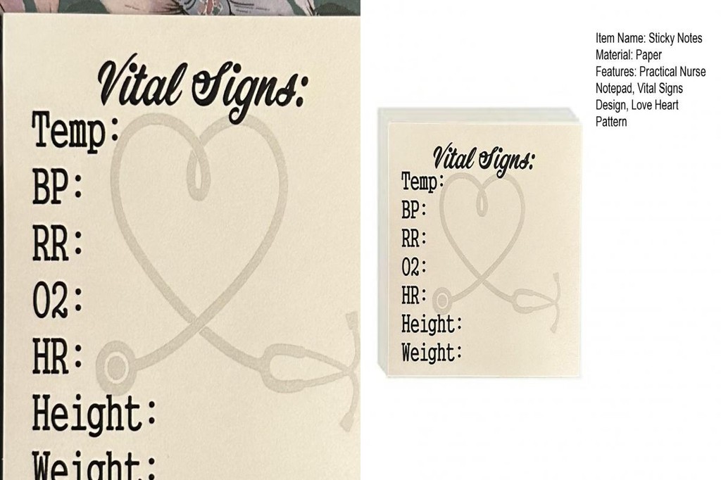 Love Pattern Medical Stickers Portable Vital Sign Notes 50 Sheets Vital ...