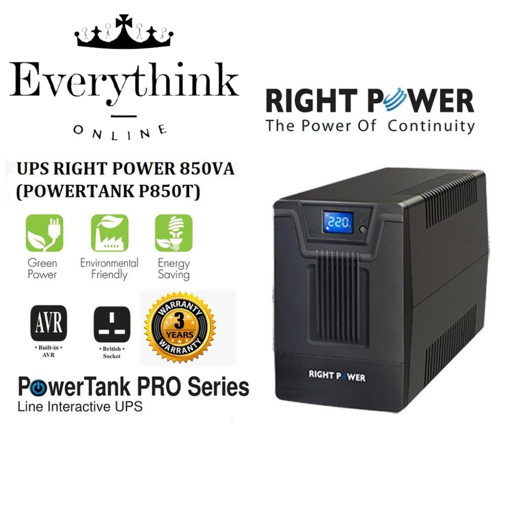 RIGHT POWER 850VA UPS (POWERTANK PRO P850T) AVR AVS AUTOMATIC VOLTAGE ...