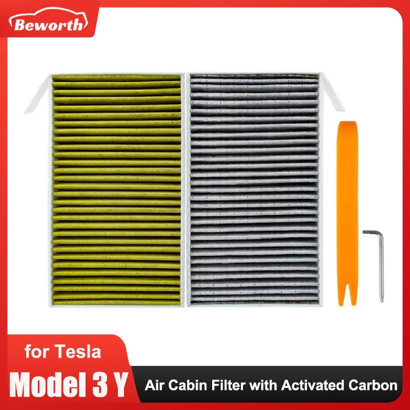 2Pack Car Air Filter for Tesla Model 3 Y 3rd Air Conditioner Cabin ...