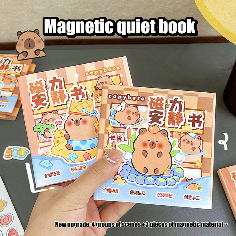 Cute Capybara Magnetic Quiet Book Small Magnetic Children's Cut-free ...