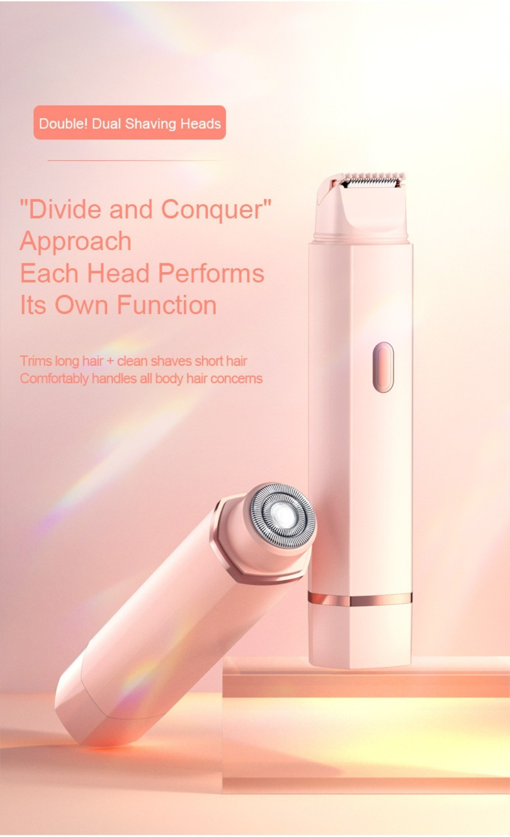 Hair Remover Women's Double Head Shaver Private Pubic Hair Trimmer ...