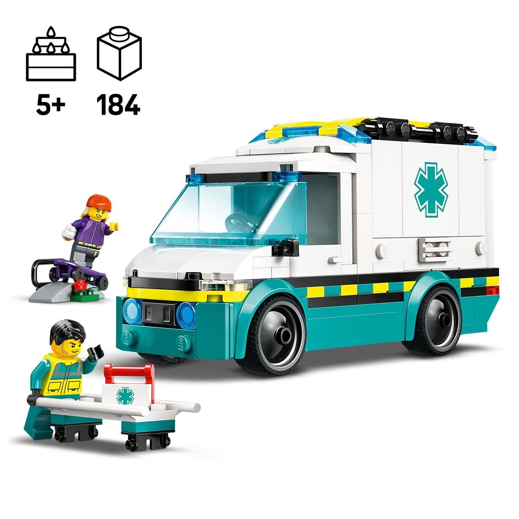 LEGO 60451 City Emergency Ambulance Building Toy Set (184 Pieces ...