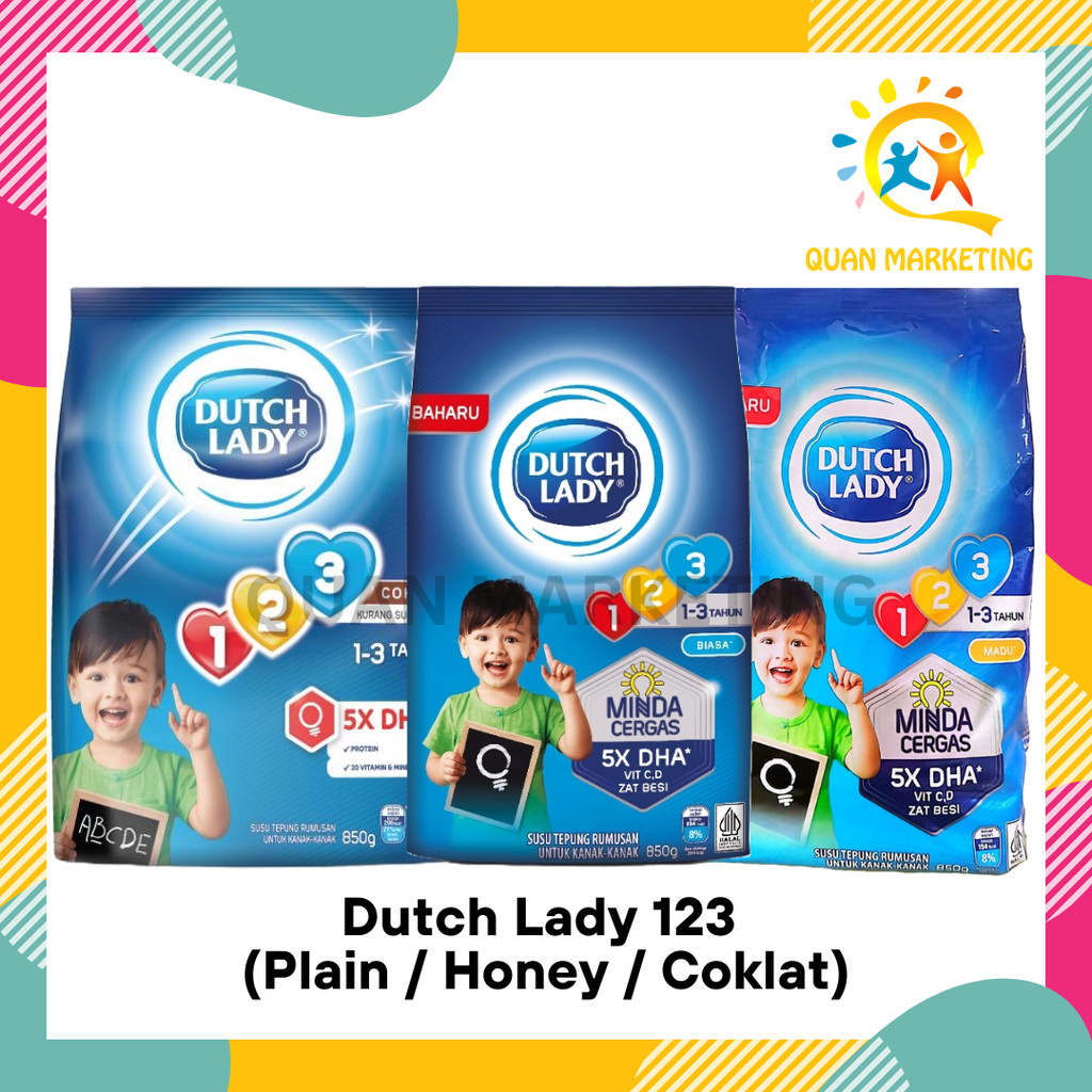 DUTCH LADY Dutchlady GUM 123 850g (3 Pek) - Biasa /Madu /Coklat ...