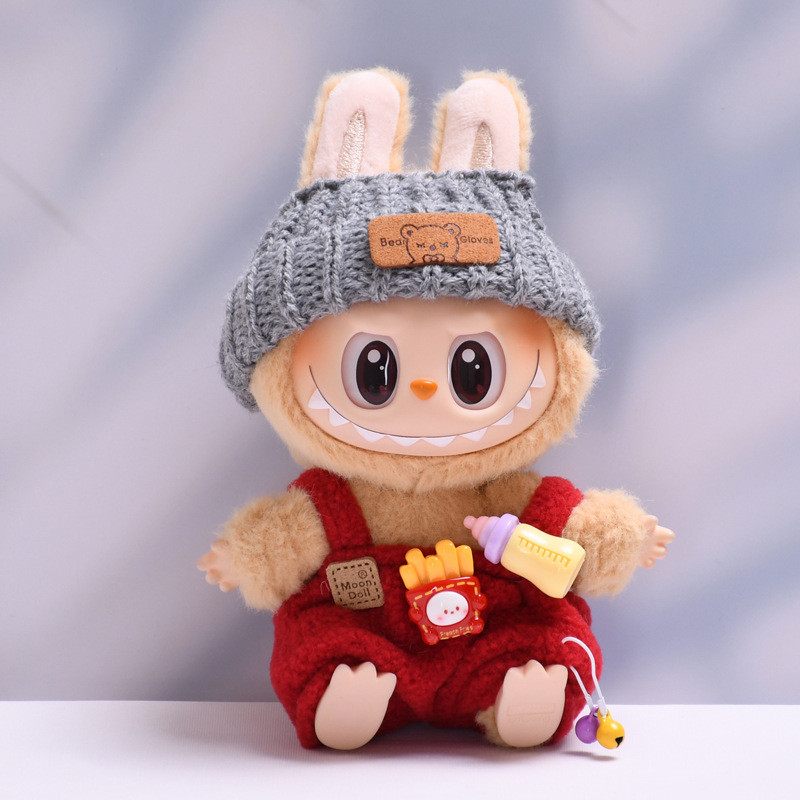 17cm Labubu Clothes Baby Bottle Overalls Set Labubu Doll Baby Clothes ...