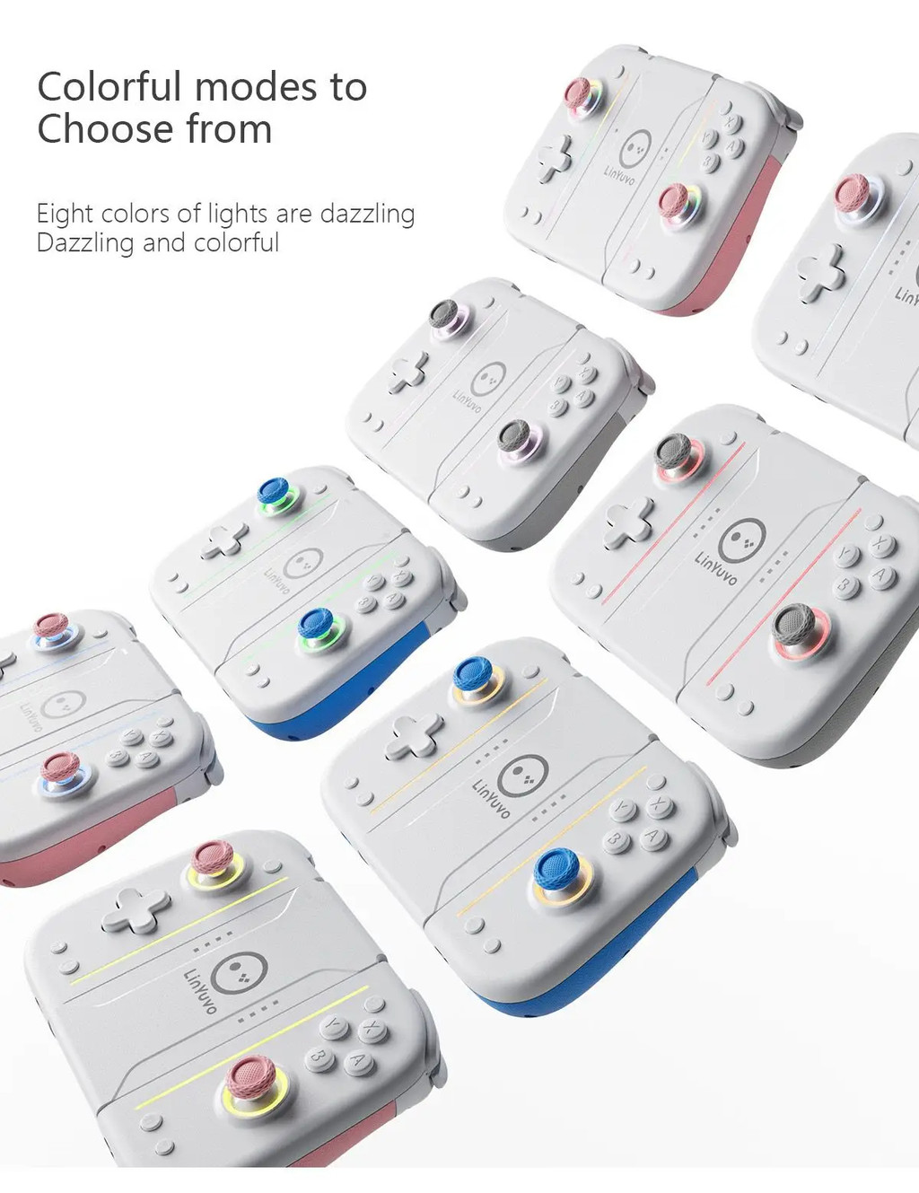 LinYuvo KS52 RGB Wireless Gamepad Game Controller with Wake-Up Function and Nintendo Switch/Lite ...
