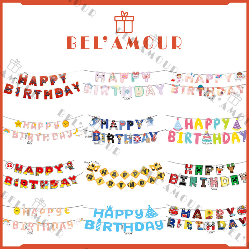 Banner Flag Happy Birthday Cartoon Fish Tail Flag Bendera Panji 13 ...