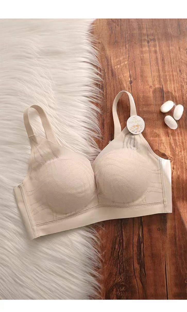 Mulberry Silk Silk Seamless Underwear Women's Small Breasts Gathering Thin Breasts Anti-sagging ...