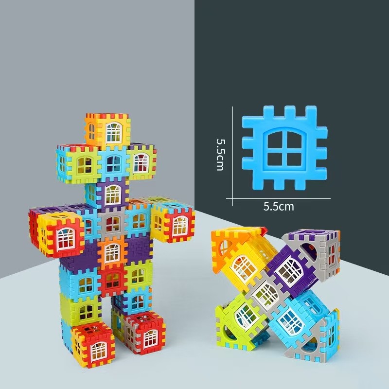 50/100/210pcs House Building Blocks For Kids Assemble Toys Mainan Rumah ...