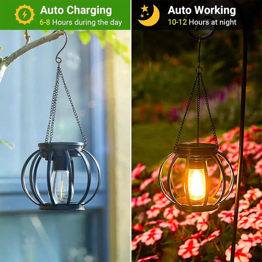 Solar Lantern Led Light Warm White Lamp Outdoor Sensor Garden Lights ...