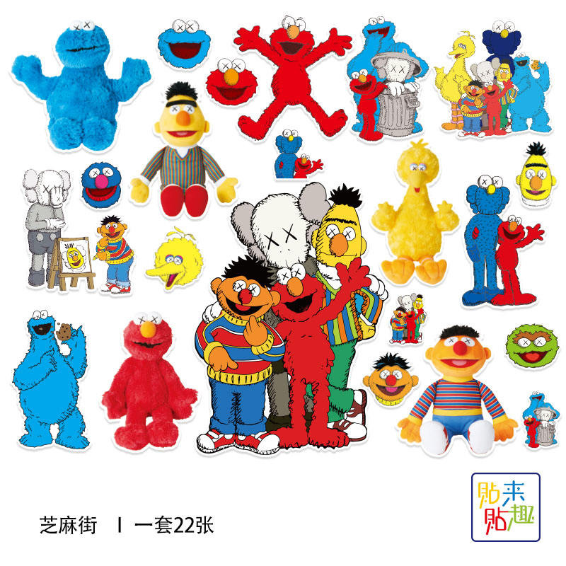{STOCK}. Sesame Street kaws Street Wear Luggage Sticker Unique Suitcase ...
