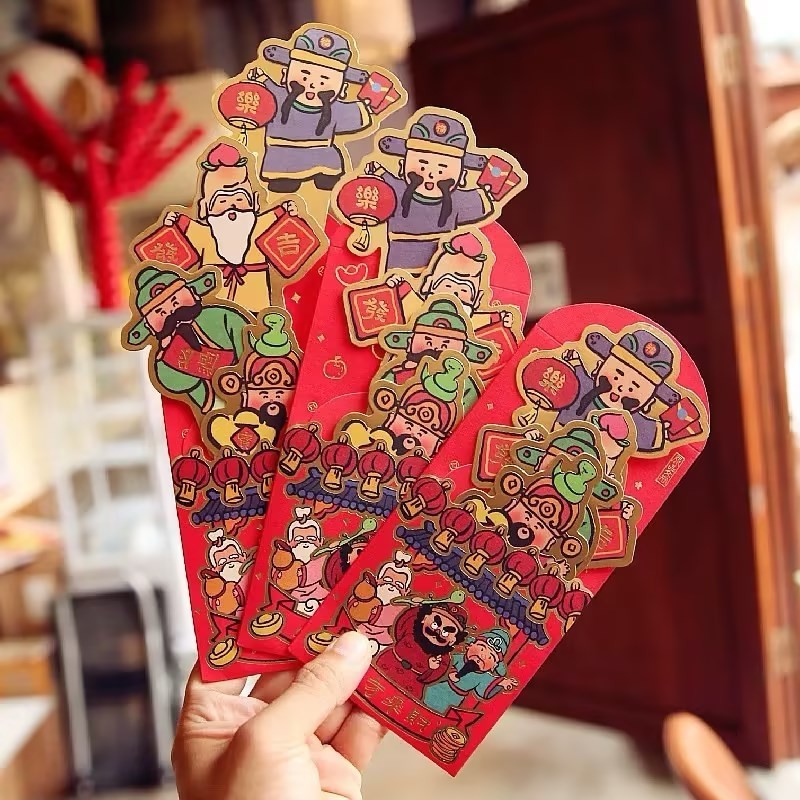 6pc Snake Year Money Packet Cartoon Blessing Red Packet Cute Kids Lucky ...