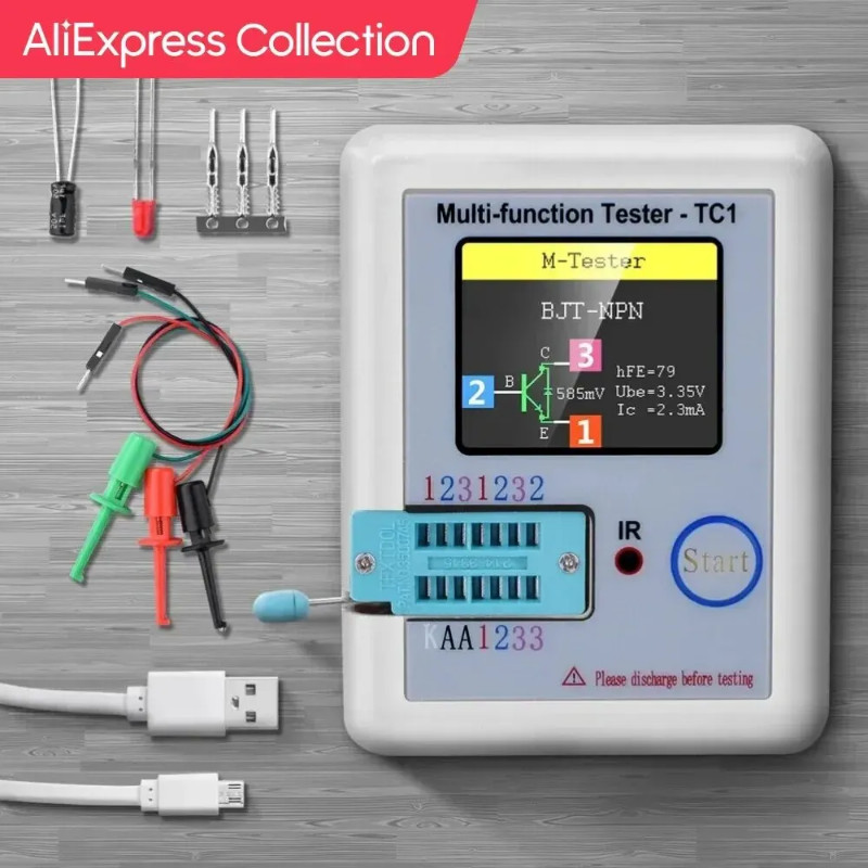 LCR TC1 1.8 Inch TFT LCD Display Multimeter Transistor Tester Diode ...