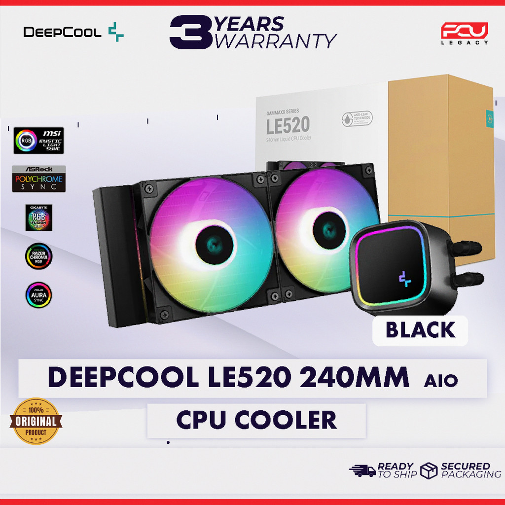 DEEPCOOL LE520 240MM AIO CPU COOLER - BLACK (3Y) | Shopee Malaysia
