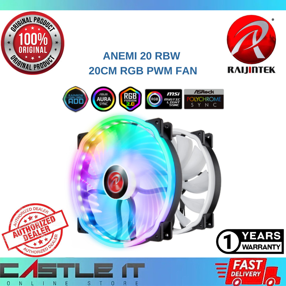 Raijintek Anemi 20 RBW 20CM RGB PWM Fan - 20030 Addressable RGB Chassis ...