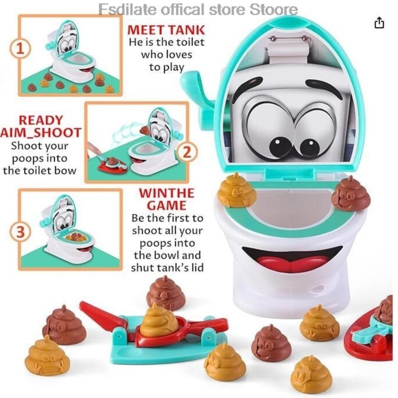 1Set Funny Poop Toilet Game Shooting Toys Prank Catapult Toys ...