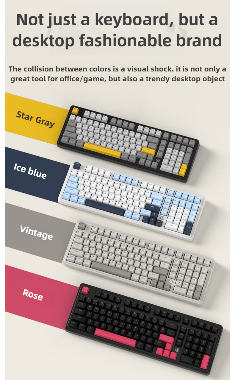 AJAZZ AK980 Wired Mechanical Keyboard Mix Rainbow Light Hot Swappable ...