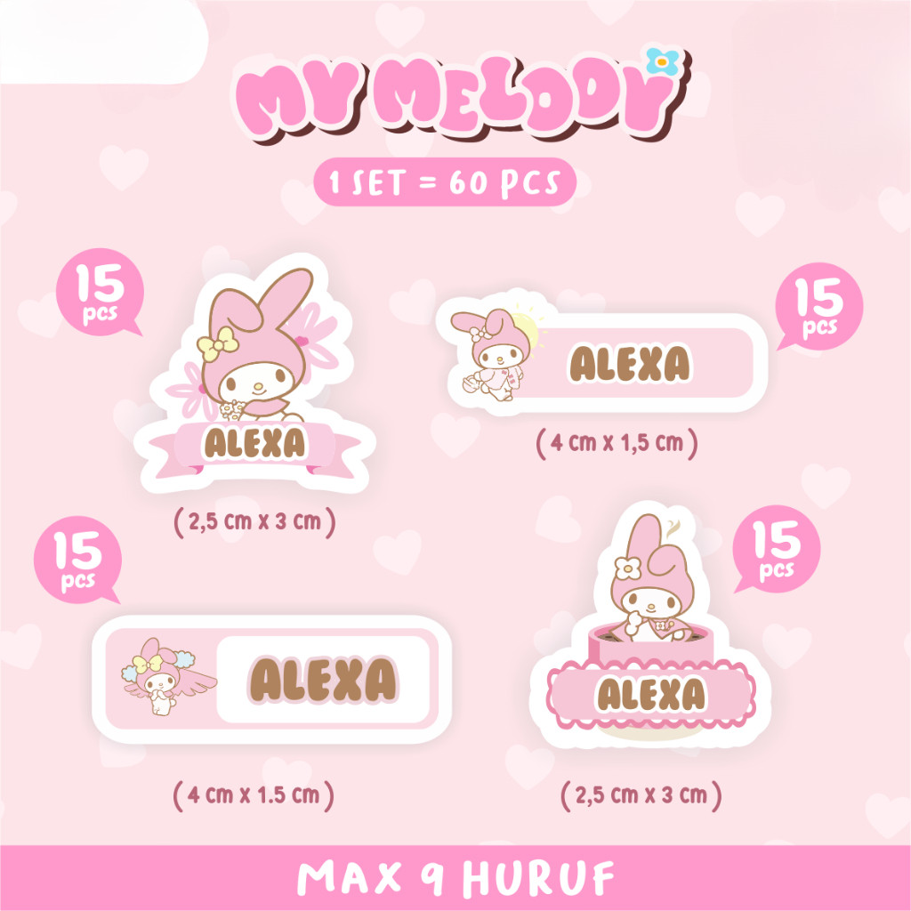 DTF Iron on Labels Sanrio Name Sticker My Melody Kuromi Cinnamoroll ...