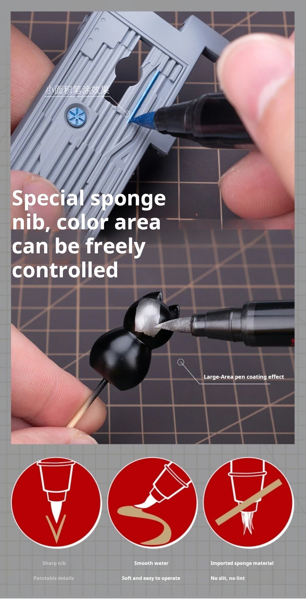 Hobby Mio M01 B02 Metallic Color Base Color Model Pen Eraser Marker Model Soft Tip Marker Headed ...