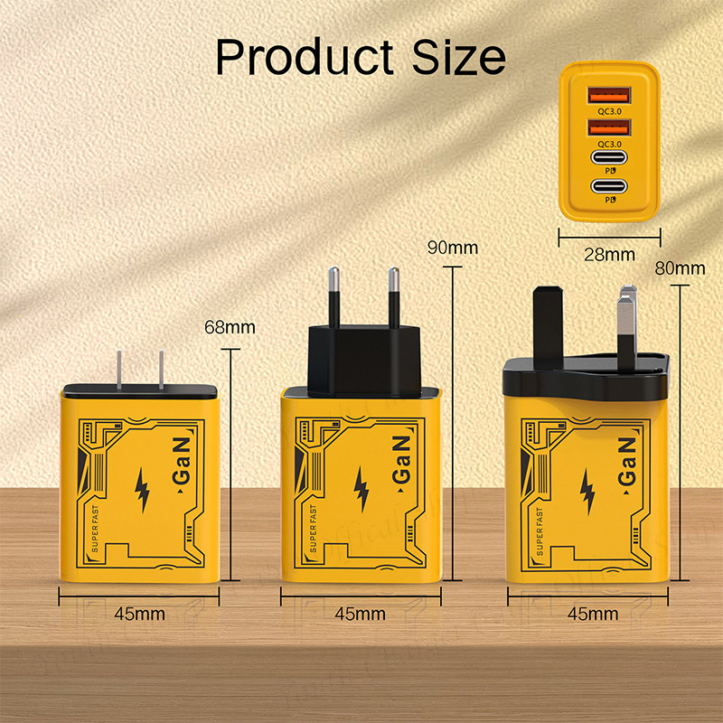 Charger Mech 2USB+2PD Phone Charger Adapter 120W GaN Super Fast ...