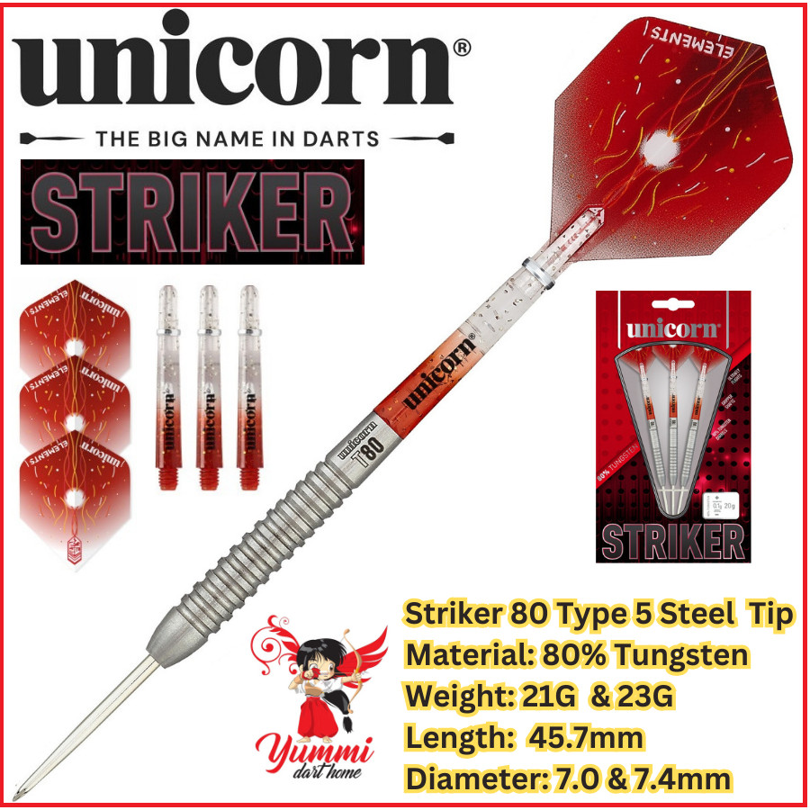 Unicorn Dart Steel Tip Dart Striker Tungsten 80% Type 5 (21G & 23G) | Shopee Malaysia