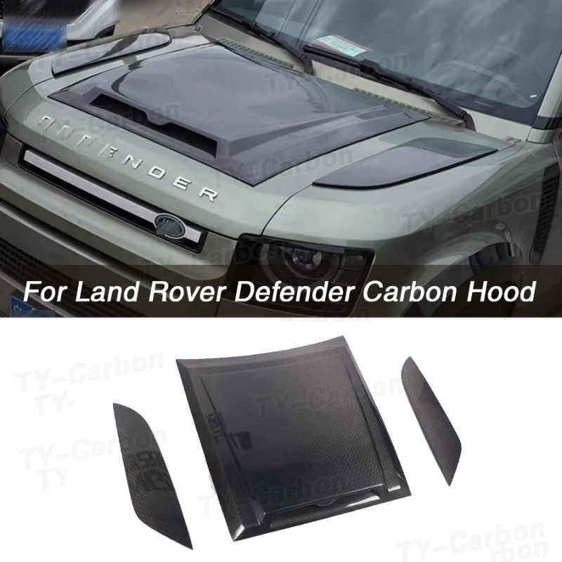 For LAND ROVER Defender 90 110 2020-2023 Real Carbon Fiber Front Engine ...