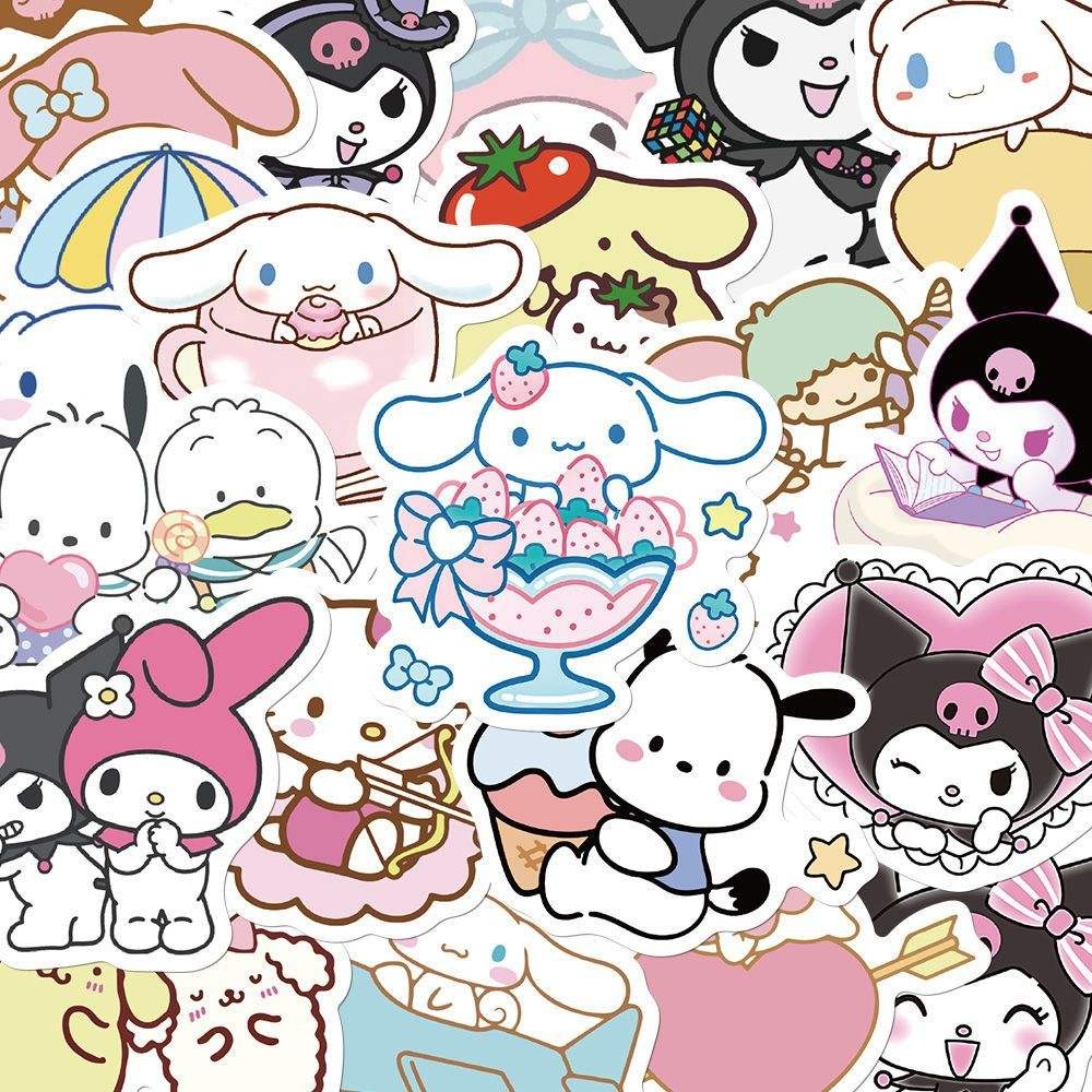 100 Pieces Of Sanrio Stickers Kuromi Cinnamon Dog Pudding Dog ...