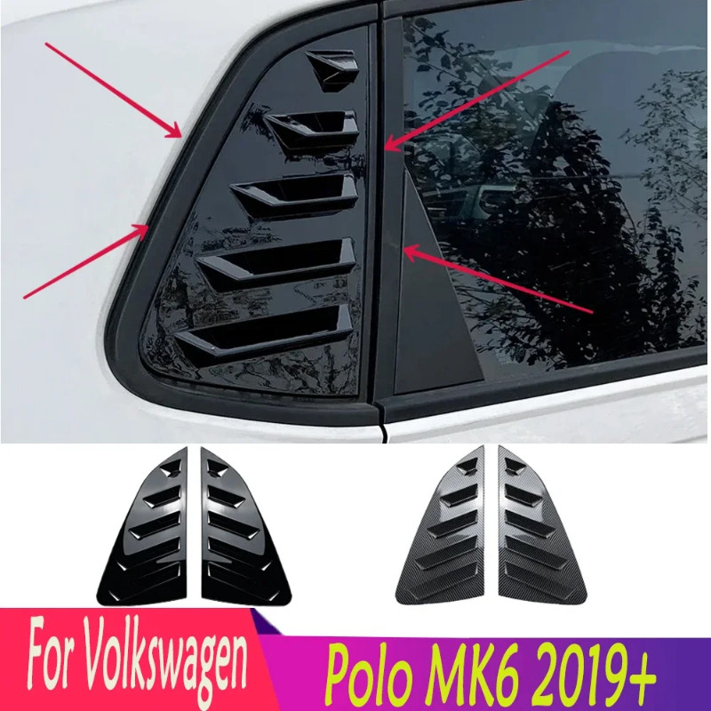 For Volkswagen Polo MK6 2019+Rear Side Windshield Louvers Spoiler Blind ...