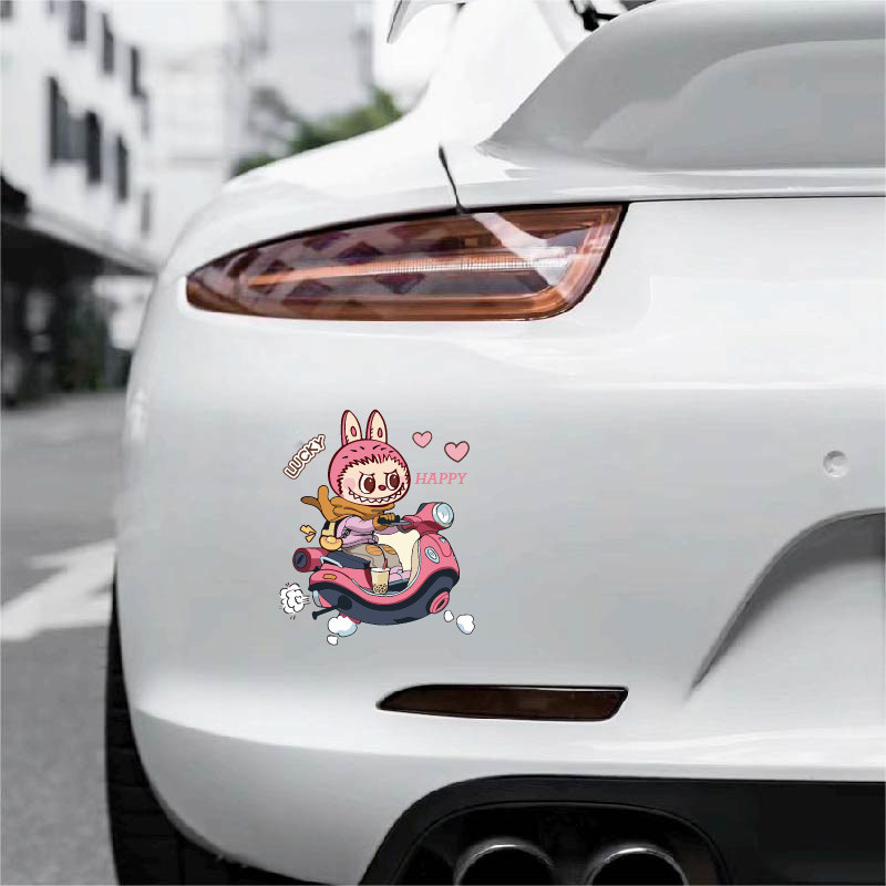 LABUBU stickers decorate cars, motorcycles, cute cartoon decorations ...