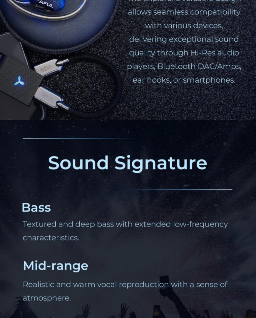 AFUL Explorer, In-Ear Monitors: 1DD+2BA Hybrid IEM with Multi-Layered Electronic Crossover ...