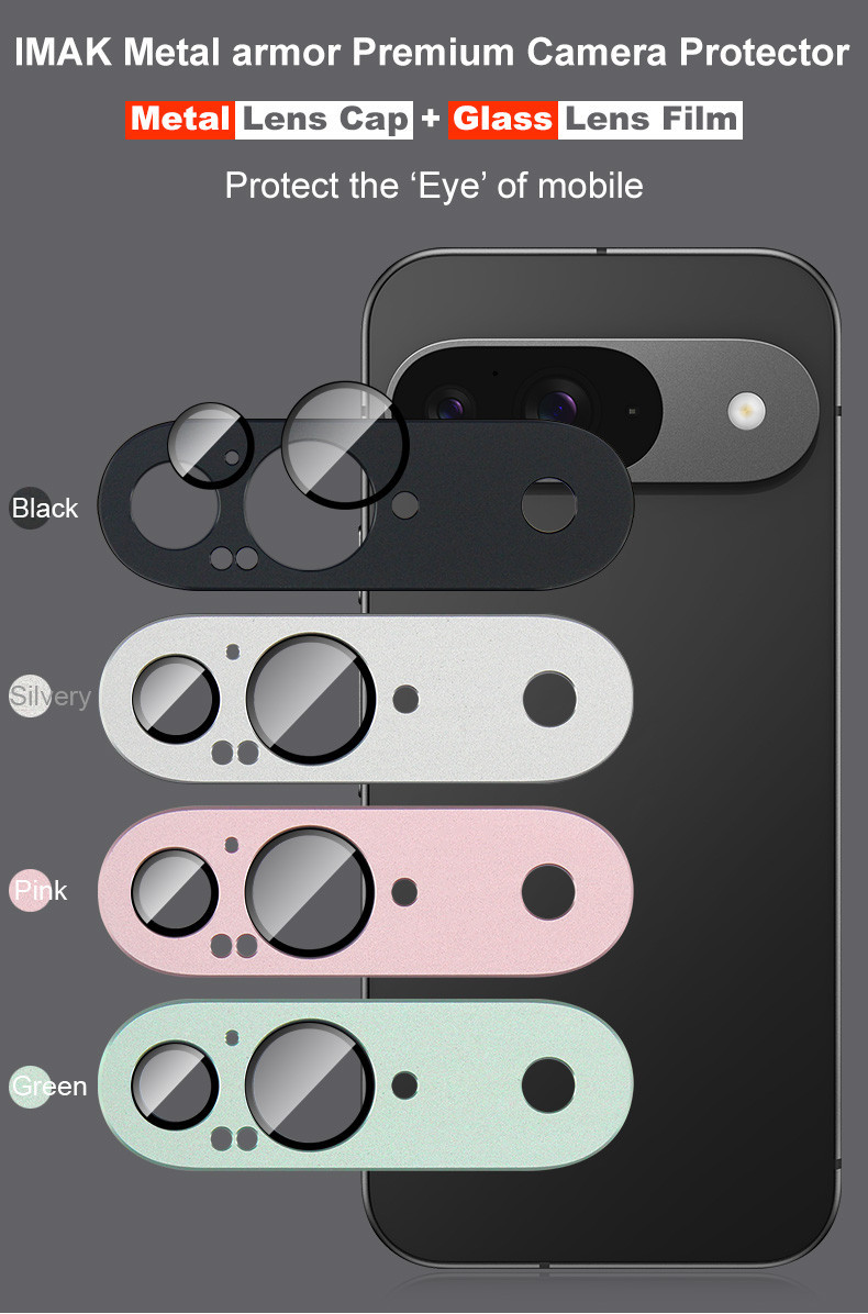 For Pixel 9 Lens Glass IMAK Metal armor Premium Camera Protector Metal ...